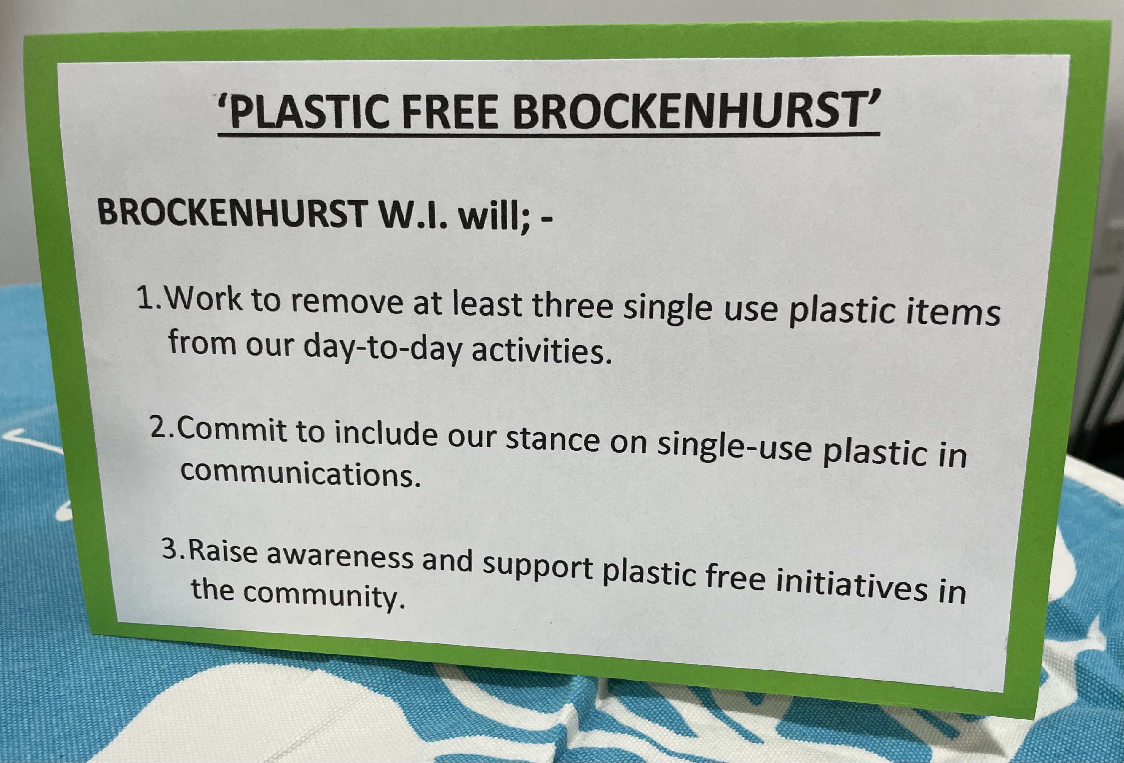 Plastic Free Brockenhurst – Brockenhurst Women's Institute
